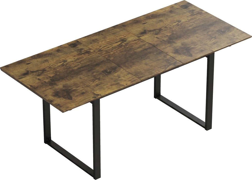 HOMCOM Rozkládací jídelní stůl 140-180 cm pro 6-8 osob, obdélníkový v industriálním designu s ocelovým rámem, optika tygřího dřeva