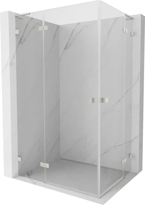 Mexen Lunar, L Duo výklopný sprchový kout 115 x 105 cm, 8mm čiré sklo, ocelový profil, 834L-115L-105P-97-00
