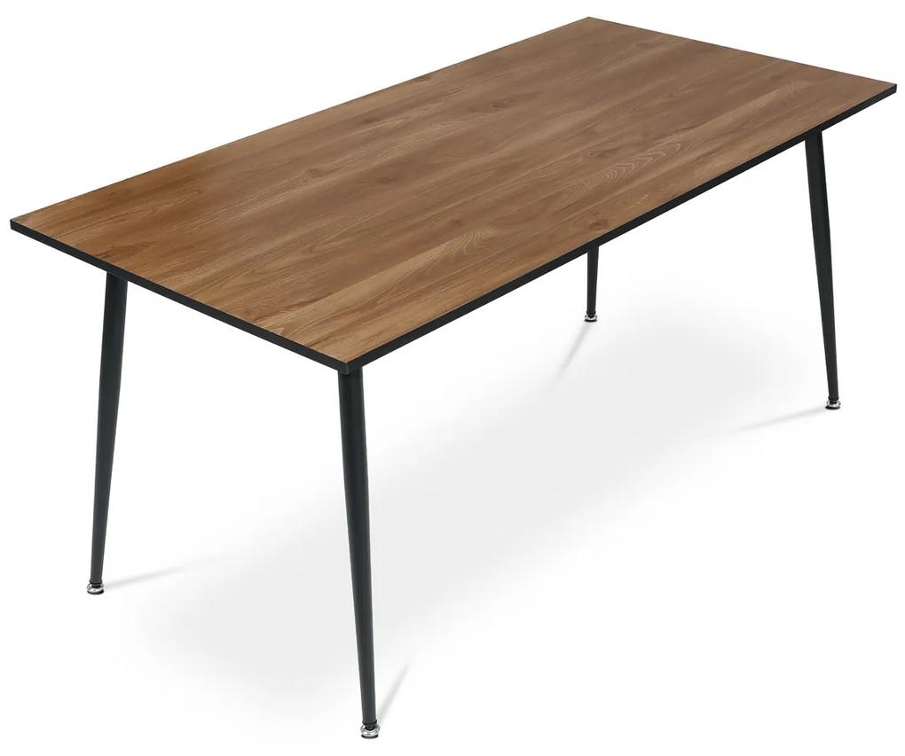 Jídelní stůl, 160x80, deska MDF, dýha divoký dub, kovové nohy, černý lak