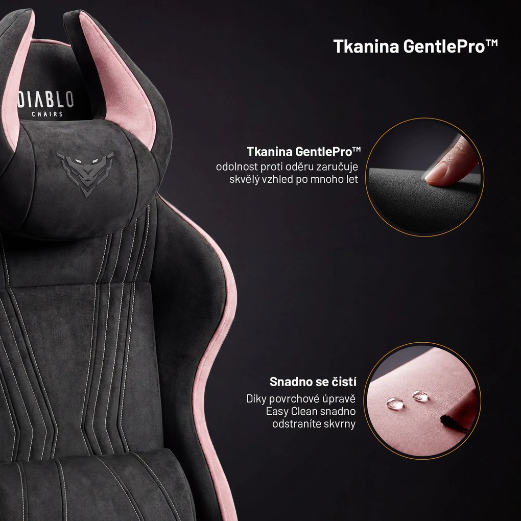 Látková herní židle Normal Size, černo-růžová: Diablo X-Horn 2.0 Akira Pink