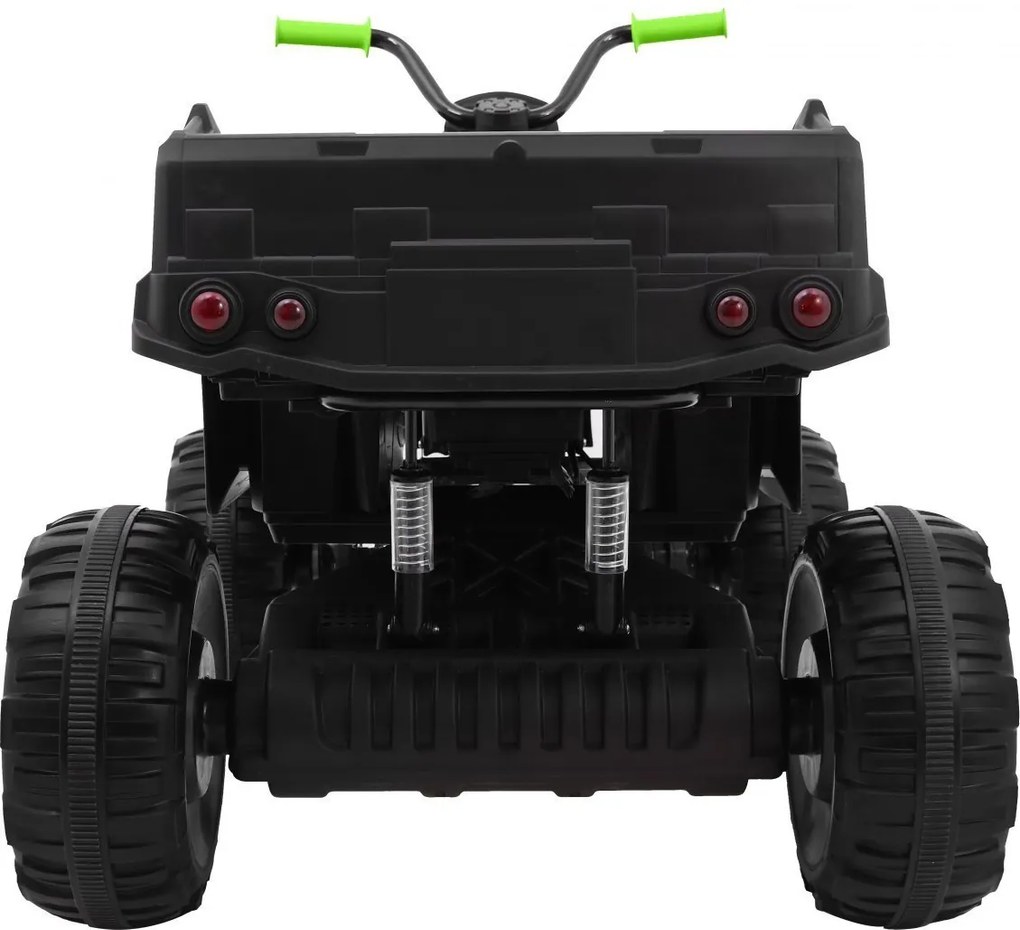 Ramiz Dětská čtyřkolka XL ATV 2,4 GHz na baterie černo-zelená na dálkové ovládání + pohon 4x4 + nosič zavazadel + pomalý start + EVA + LED a zvuky