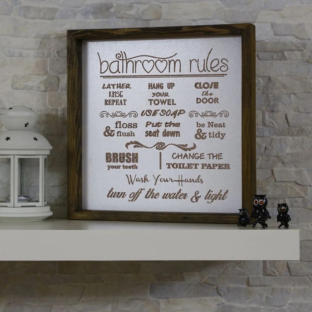 Cedule 34x34 cm Bathroom Rules – Evila Originals