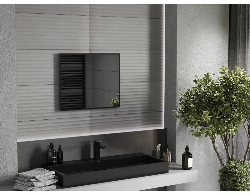 Mexen Loft, obdélníkové koupelnové zrcadlo 60 x 50 cm, barva rámu černá matná, 9852-060-050-000-70