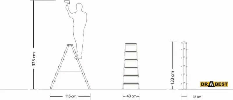 Hliníkové štafle 2x6 stupňů oboustranné DRABEST DD6 PRO