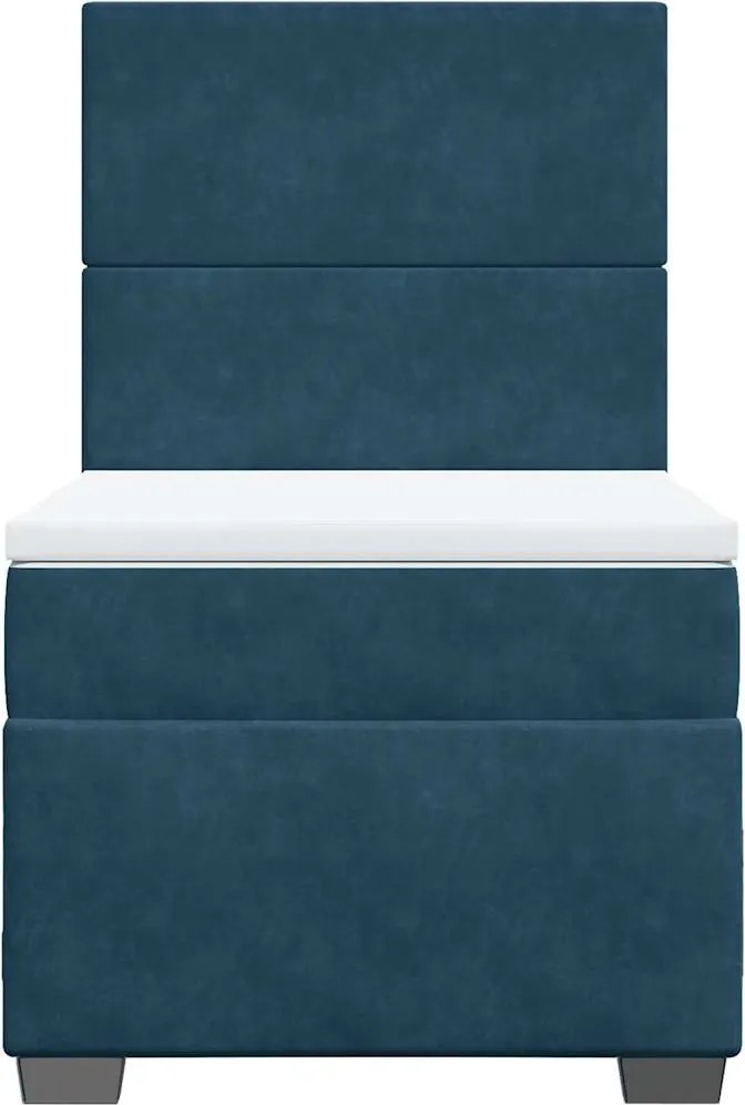 Box spring postel s matrací modrá 80 x 200 cm samet 3293060