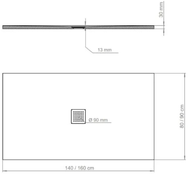 Polimat Obdélníková sprchová vanička z minerálního kompozitu Perfetto 140x80 (140x90, 160x80) Mat Barva: Bílá, mat, Rozměry (cm): 140x90