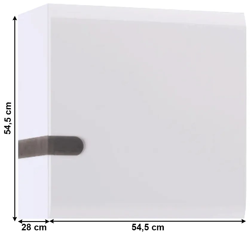 Skříňka závěsná, bílá extra vysoký lesk HG / dub sonoma tmavý truflový, LYNATET TYP 65