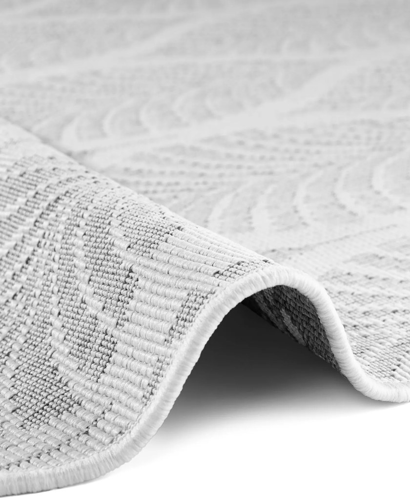 NORTHRUGS, Kusový koberec Duet Liora 106246 White/Gray kruh - na ven i na doma, 160x160 (průměr) kruh, šedá, chodba / předsíň