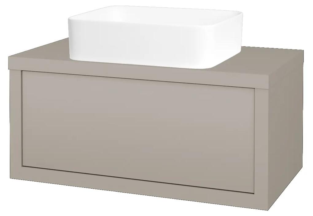 Dřevojas Koupelnová skříň STORM SZZ 80 (umyvadlo Joy) Varianta: D03 Cafe / L01 Bílá vysoký lesk