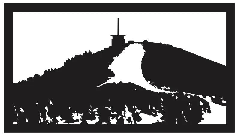Jedinečný dřevěný obraz na zeď - Lysá hora od 2opice.cz Materiál: ČERNÝ EBEN, Velikost (mm): 1300 x 720