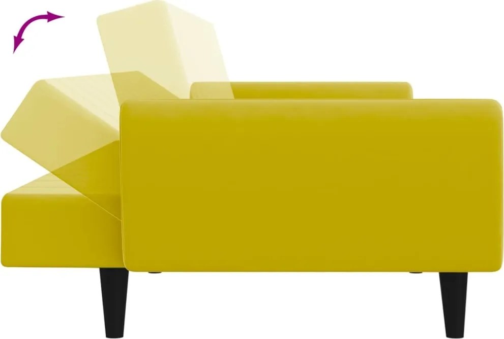 vidaXL 2místná rozkládací pohovka s podnožkou samet [3216254] Barva: Žlutá