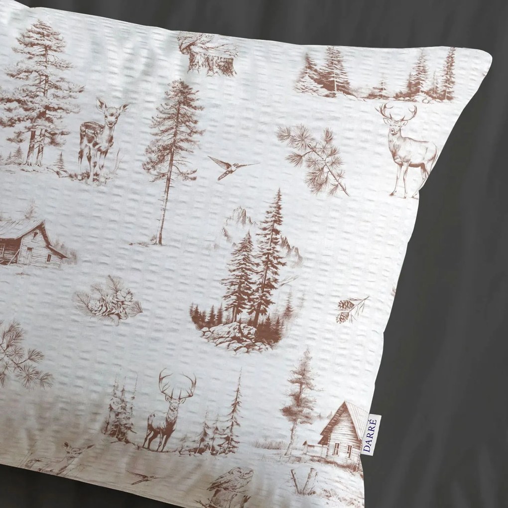 Krepový povlak na polštář Divoká příroda - hnědý Velikost: 70 x 90
