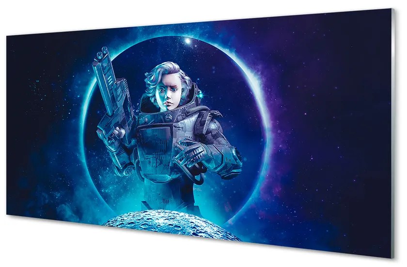 akrylový obraz Space žena moon 125x50 cm