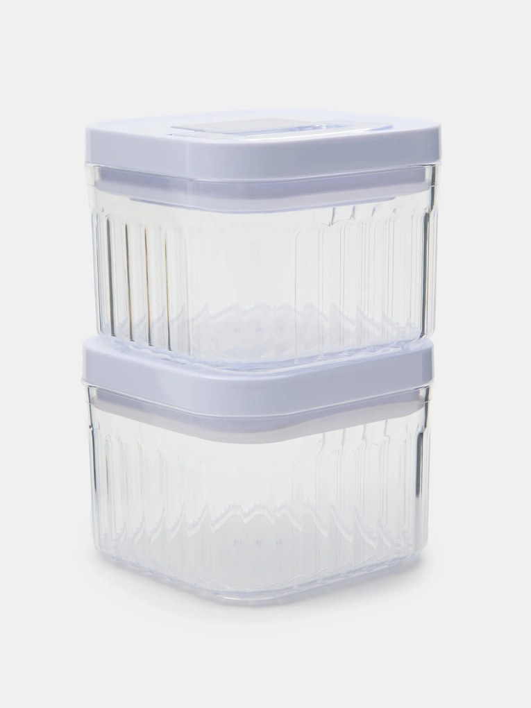 Sinsay - Sada vroubkovaných dóz na potraviny s víčky 2pack - clear