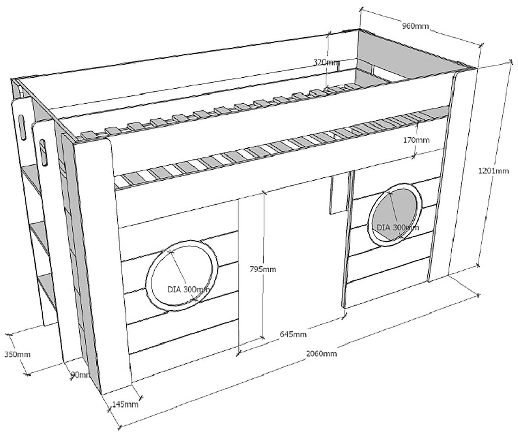 Dětská postel s domečkem refera 90 x 200 cm bílá MUZZA