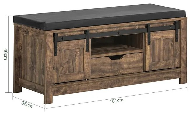 Sobuy SoBuy FSR118-N Botník Lavice s posuvnými dvířky Lavice s úložným prostorem Komoda na boty 101x46x35cm