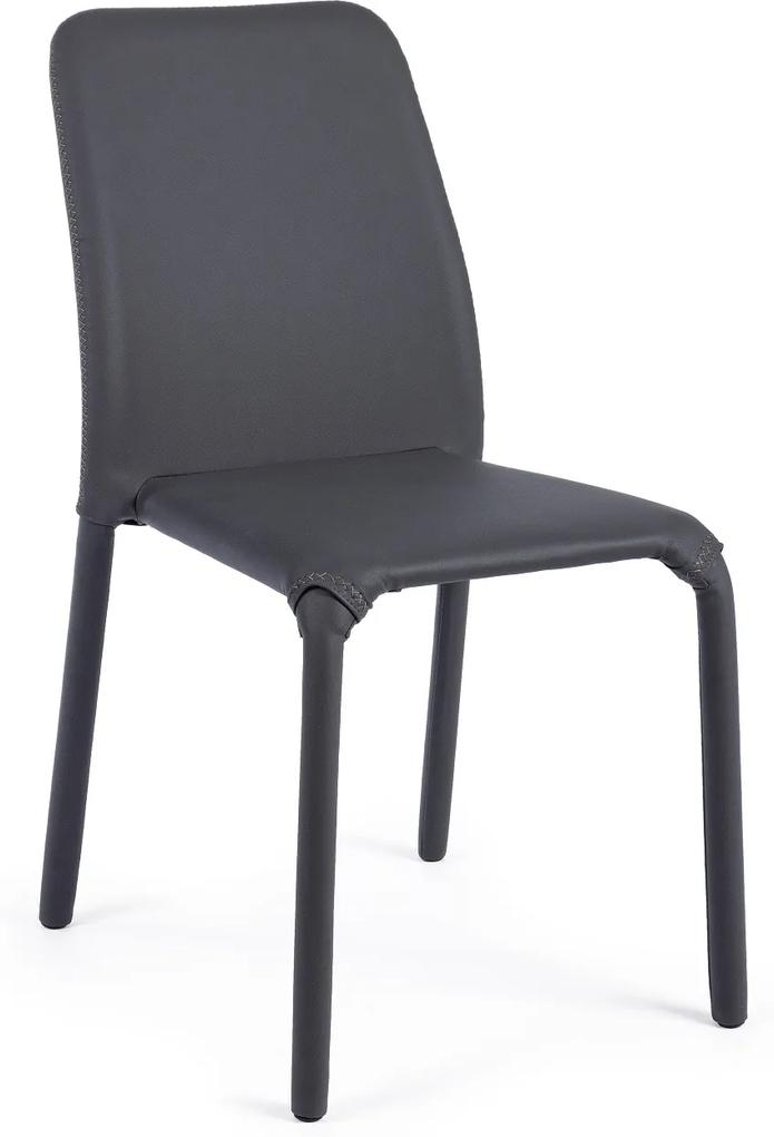 Tmavě šedá čalouněná jídelní židle Bizzotto Pathos