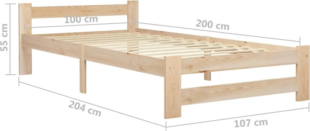 Rám postele masivní borové dřevo 100 x 200 cm 321992