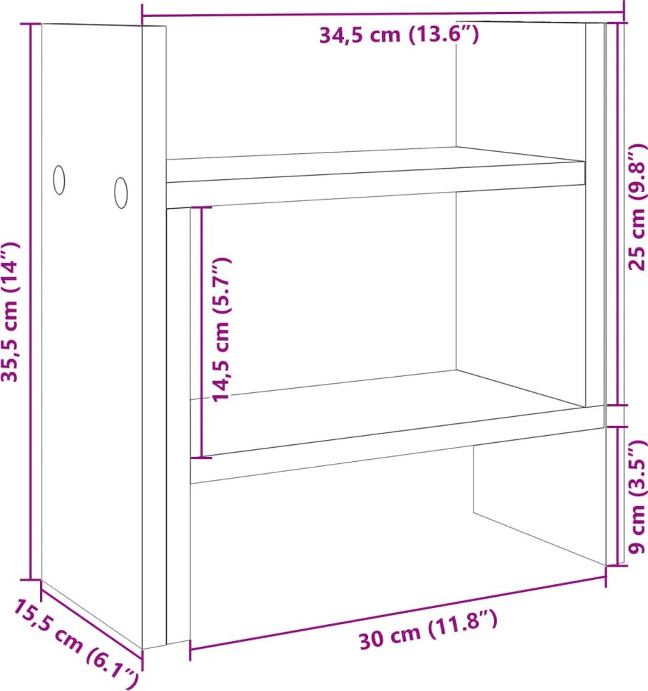 vidaXL Stolní organizér 34,5x15,5x35,5 cm kompozitní dřevo [848057] Barva: kouřový dub
