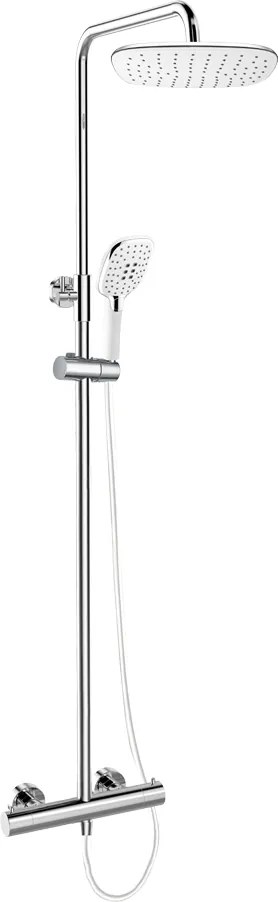 Mereo Mereo, Termostatická nástěnná sprchová baterie s hadicí, ruční a talířovou hranatou sprchou 255x190mm, CB60104TSJ
