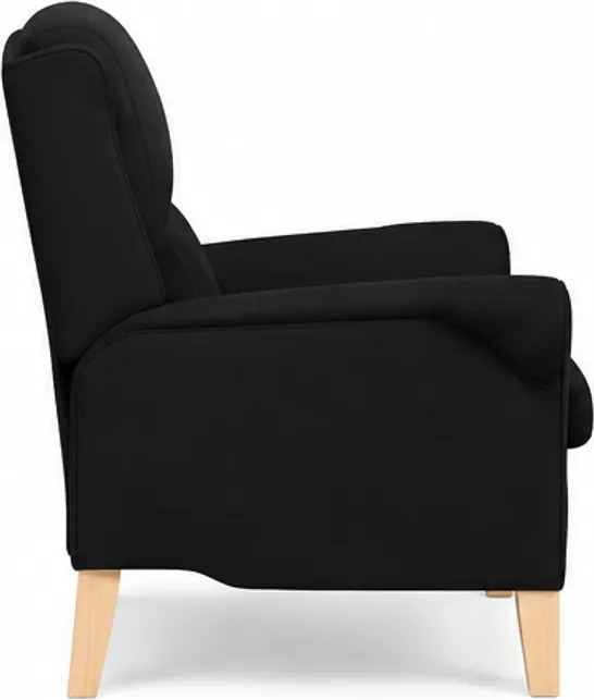 křeslo relaxační, odpočinkové, ušák, dřevo/textil, 101x95x75 cm, přírodní/černá, Dekorino KR20260039