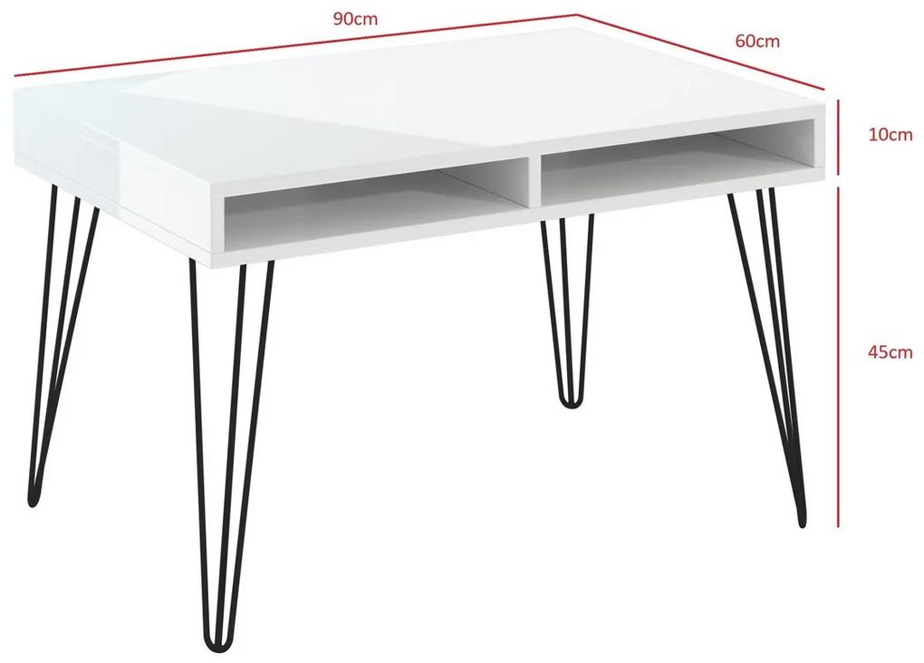 Konferenční stolek LEIRIA 90x60 cm, lamino dub colonial grande, kov černý mat