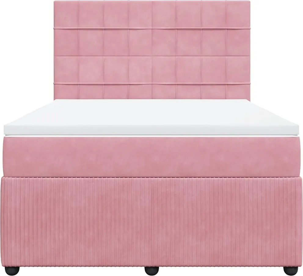 Box spring postel s matrací růžová 140x200 cm samet 3294663