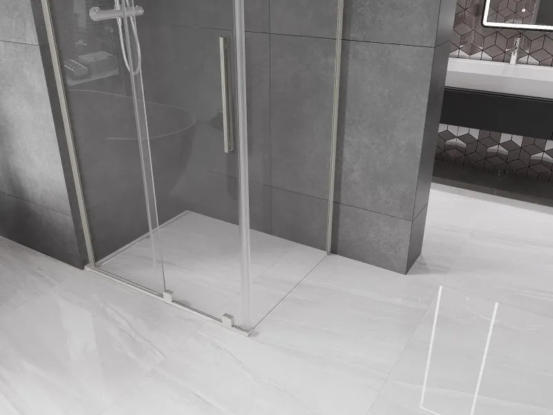Mexen Velar L, sprchový kout s posuvnými dveřmi 100 x 80 cm, 8mm čiré sklo, broušená ocel, 871-100-080-03-97