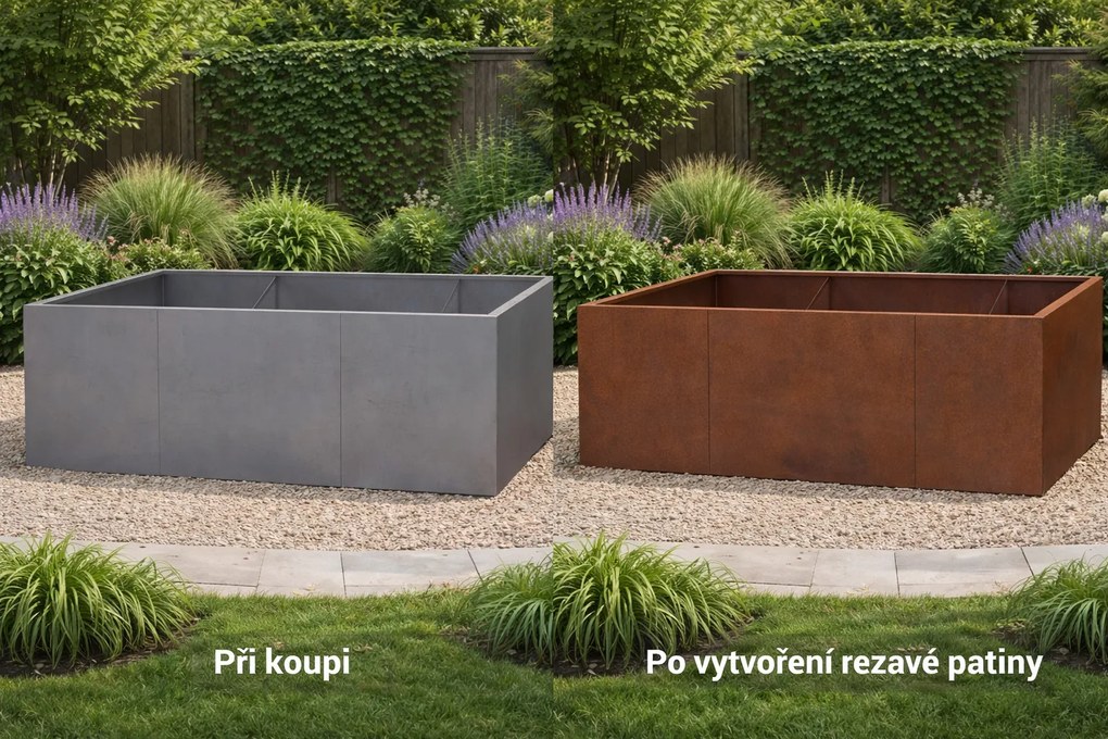 BestBerg Vyvýšený cortenový zahradní záhon  BBGR-860CT / 860 l / 200 x 100 x 43 cm / corten