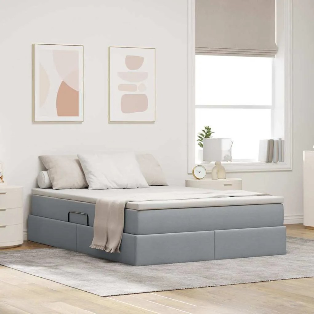 Postel s úložným prostorem a matrací Světle šedá 140 x 190 cm 3370224