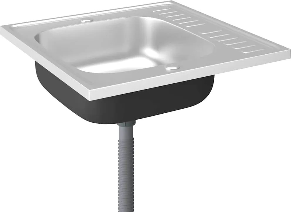 Kuchyňský dřez s odtokem stříbrný 600x600x155 mm nerezová ocel 147231