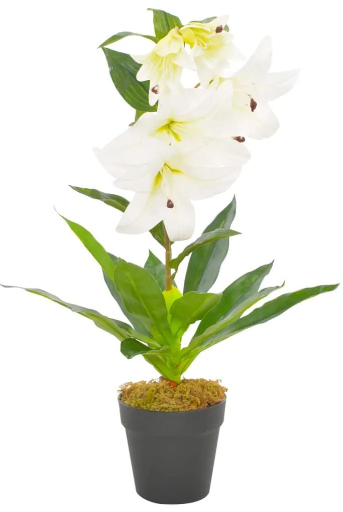 280163 vidaXL Umělá rostlina lilie s květináčem bílá 65 cm