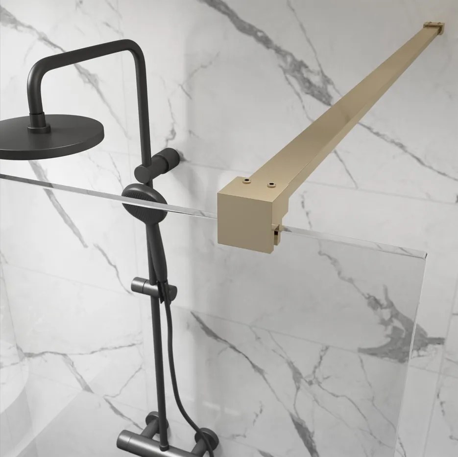 Erga Paris, sprchová zástěna Walk-In 60x200 cm, 8mm čiré sklo, zlatý lesklý profil, ERG-V02-PARIS-060x200-CL-GD