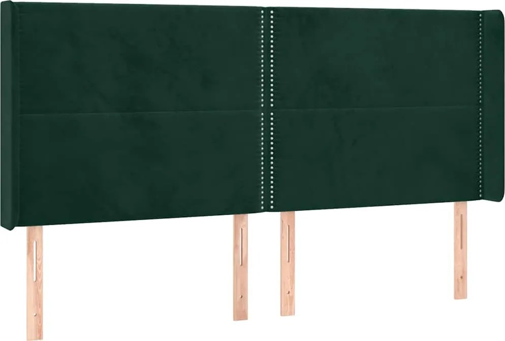 Box spring postel s matrací a LED tmavě zelená 200x200 cm samet 3139526