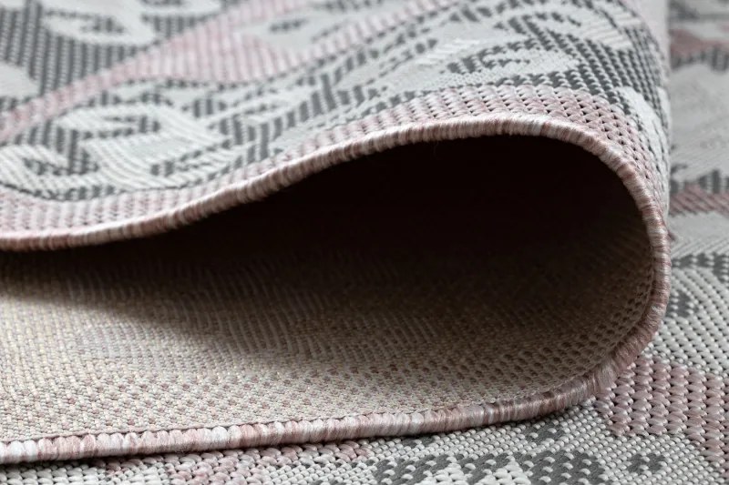 Dywany Łuszczów, Kusový koberec Sion Sisal Aztec 3007 pink/ecru – na ven i na doma, 160x220, růžová, chodba / předsíň