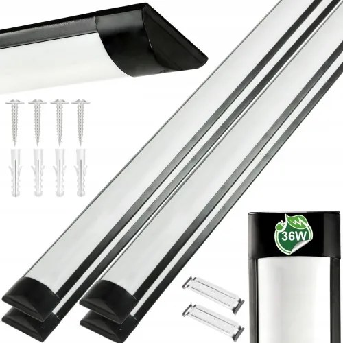 4x LED garážová lampa 120cm 36W 3600lm černá 4500k