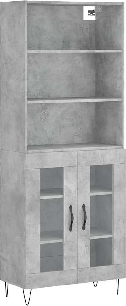 Skříň highboard betonově šedá 69,5x34x180 cm kompozitní dřevo 3189313