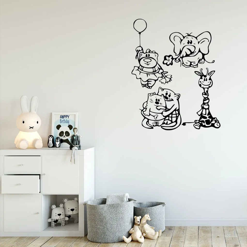 Živá Zeď Samolepka na zeď Veselá zvířátka Barva: černá, Velikost: 50 x 60 cm