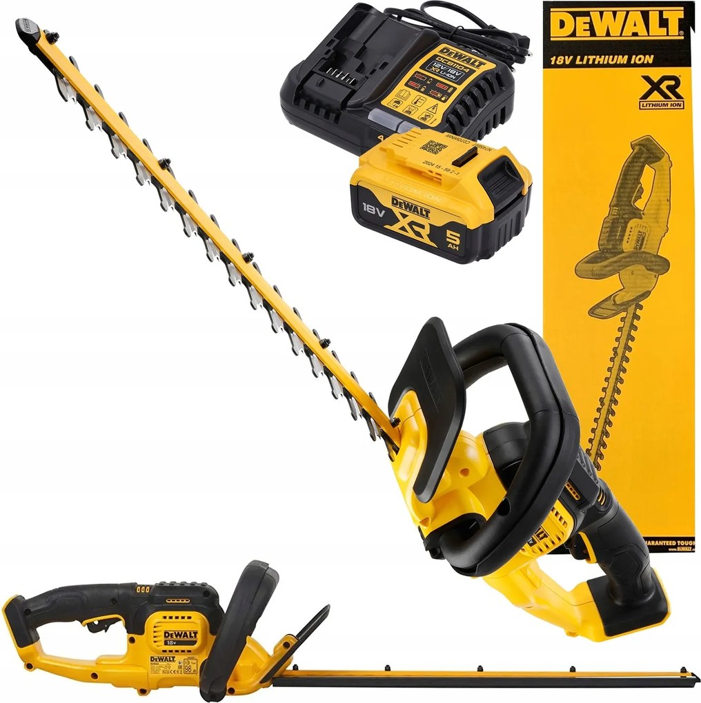 Akumulátorové Nůžky Na Živý Plot 18V 55 CM 25 MM, Větve 5 Ah Dewalt