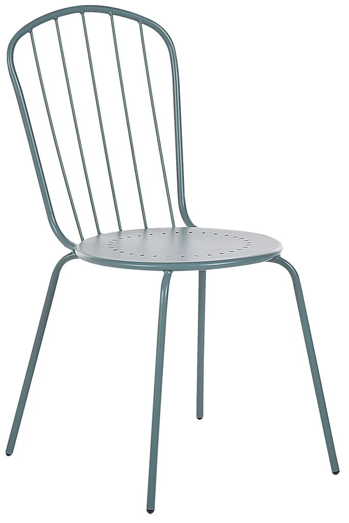 Sada 8 kovových zahradních židlí světle modrá CALVI Beliani