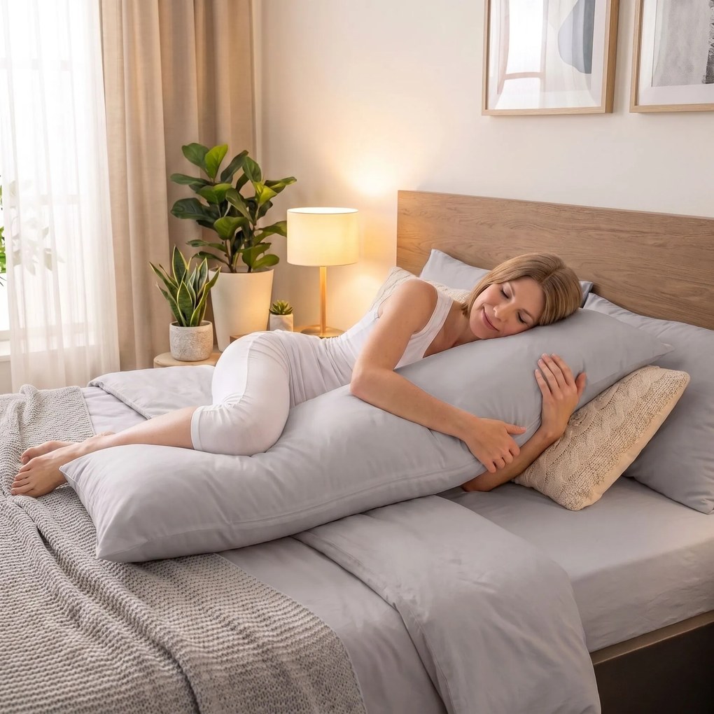 Kvalitex Bavlněný povlak na relaxační polštář světle šedý 50x150cm