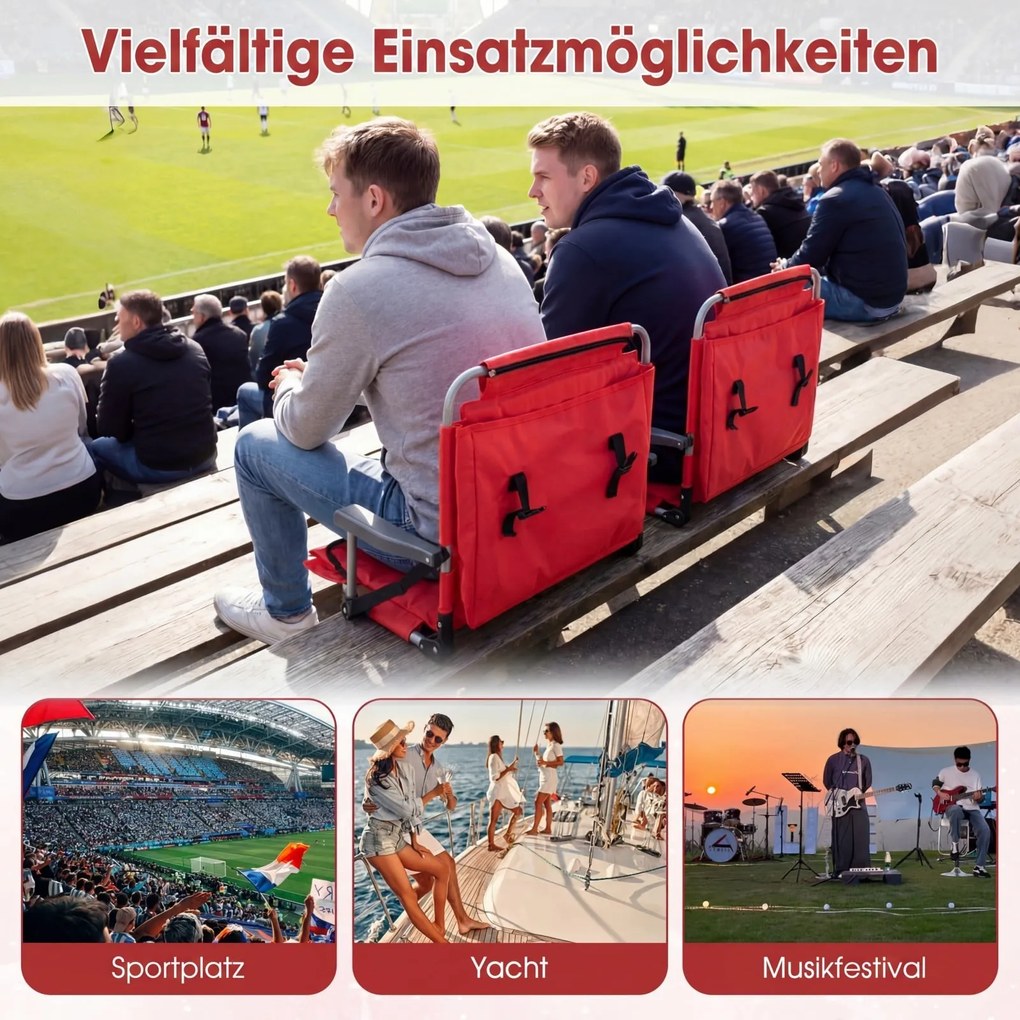 Costway Sada 2 přenosných stadionových sedáků s opěradlem skládací
