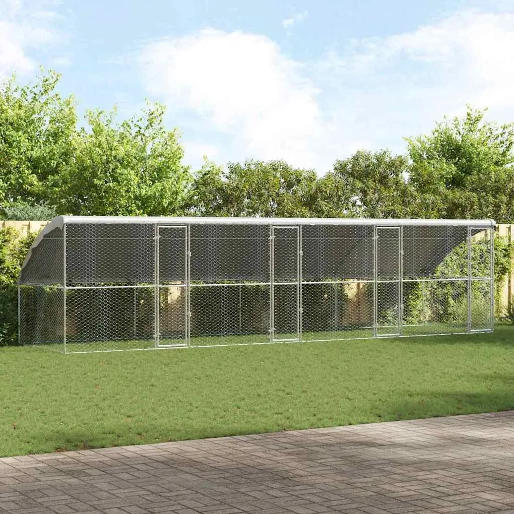 Psí kennel 4 ks Stříbrná 8 x 2 x 2 m Pozinkovaná ocel 3368327