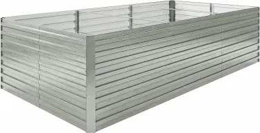 Outsunny venkovní vyvýšený záhon, pozinkovaný, vyvýšený záhon s bezpečnostním okrajem a otevřeným dnem 240 x 120 x 60 cm stříbrně šedý