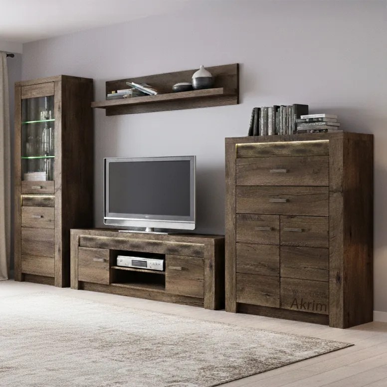 Obývací stěna INDIANAPOLIS t | sestava C | 269 cm | jasan tmavý