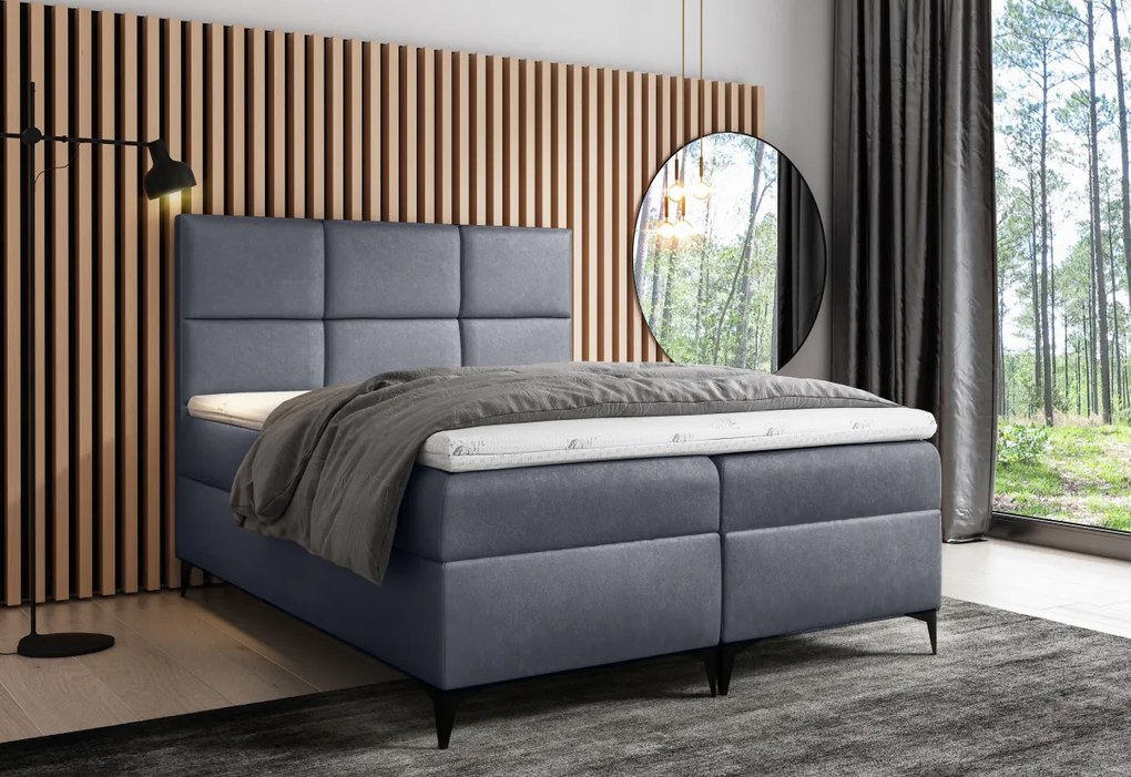 Čalouněná postel boxspring FAVA + topper, 160x200, fancy 90