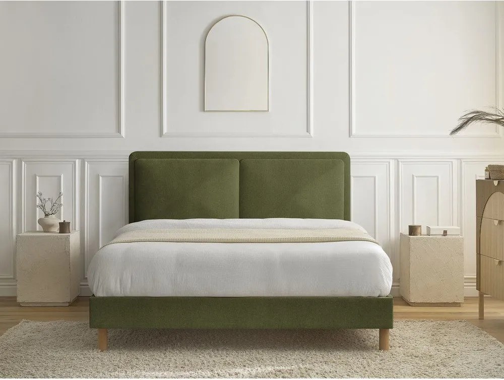 Zelená čalouněná čalouněná dvoulůžková postel s roštem 140x190 cm Mara – Bobochic Paris