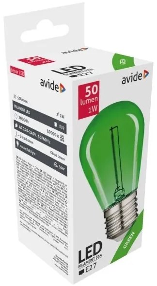 Retro barevná LED žárovka E27 0,6W 50lm zelená, filament