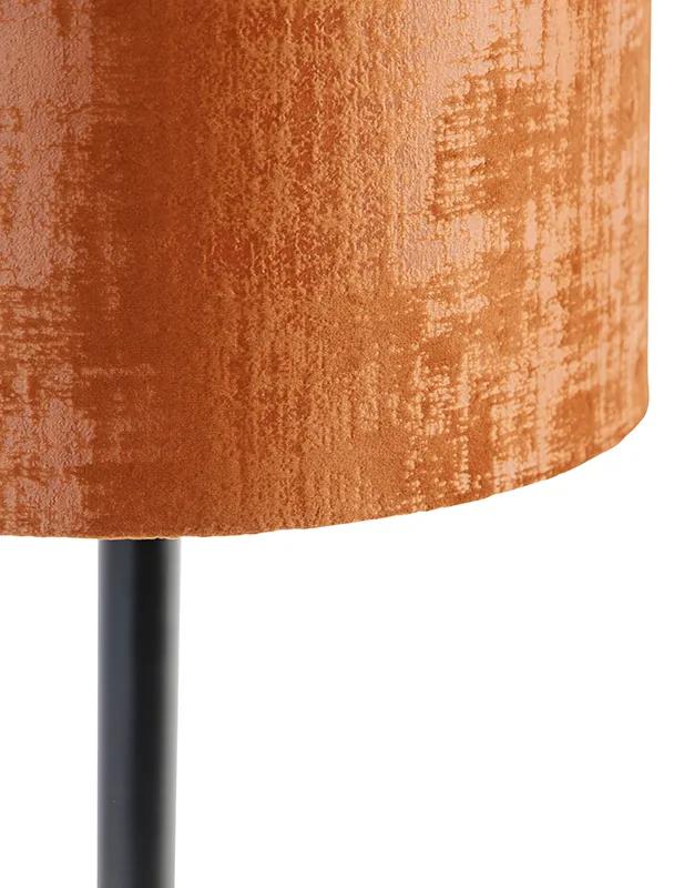 Moderní stolní lampa černá s červeným stínidlem 25 cm - Simplo
