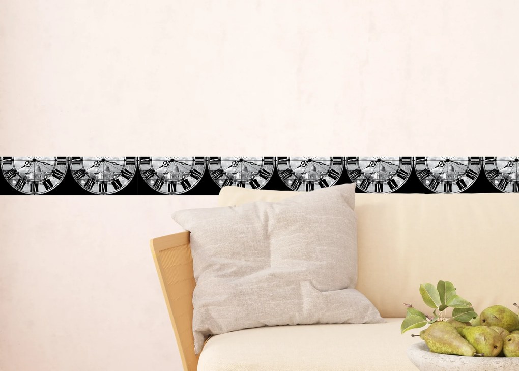 Samolepící bordura na zeď Řím s Hodinami | 5 m x 13.8 cm | DWB8204